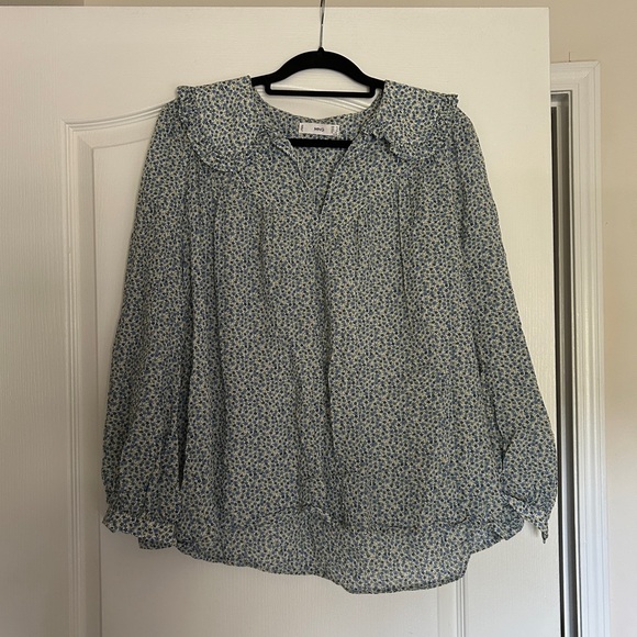 Mango | Tops | Mango Floral Peter Pan Collar Top | Poshmark